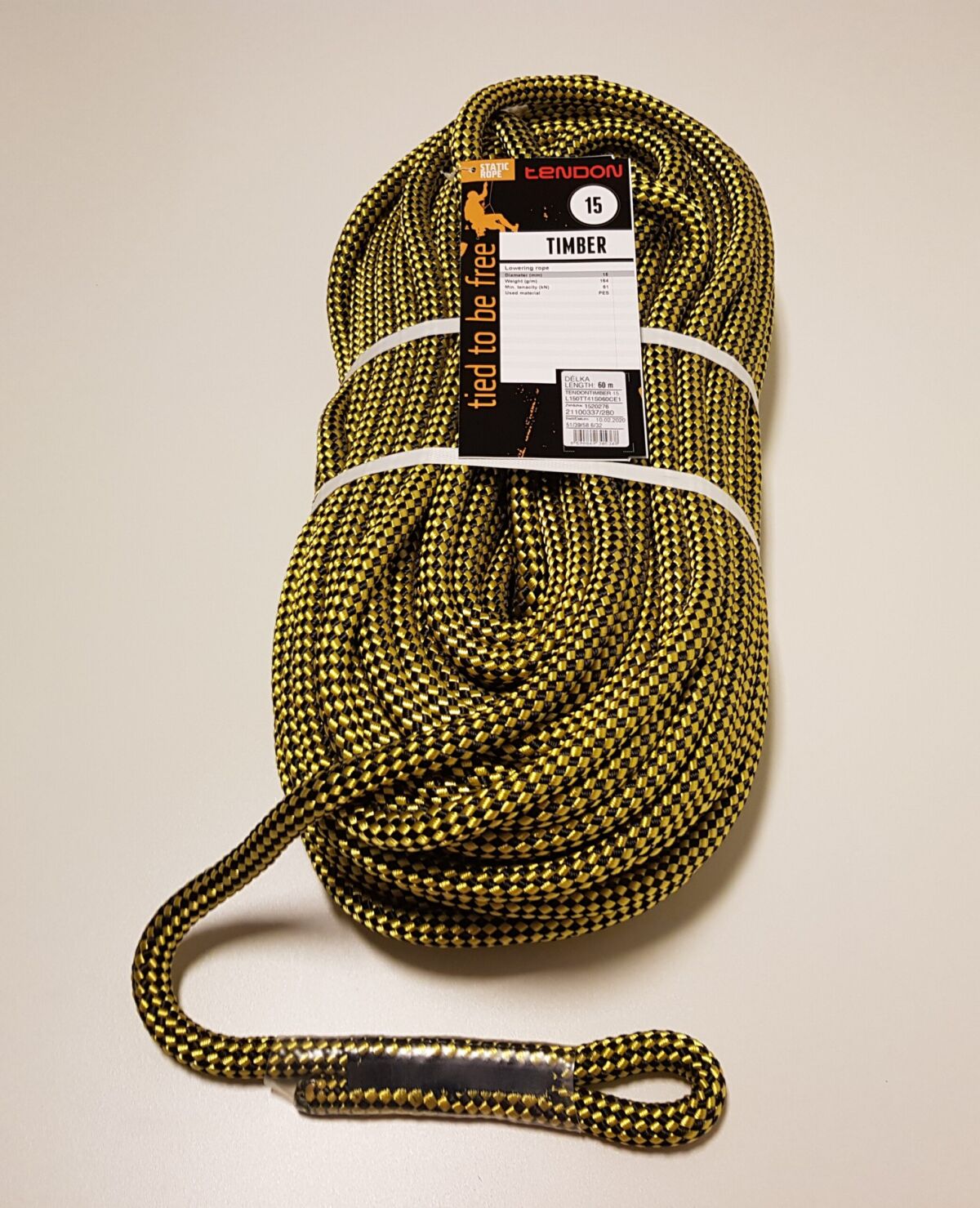 Timber Lowering Rope 15 mm afdaal touw. lengte 60 meter met Oog ...